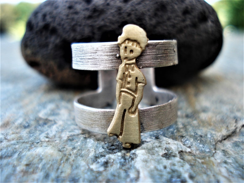 Mixed Metal Little Prince Ring Hammered Silver and Bronze Cuff - Etsy