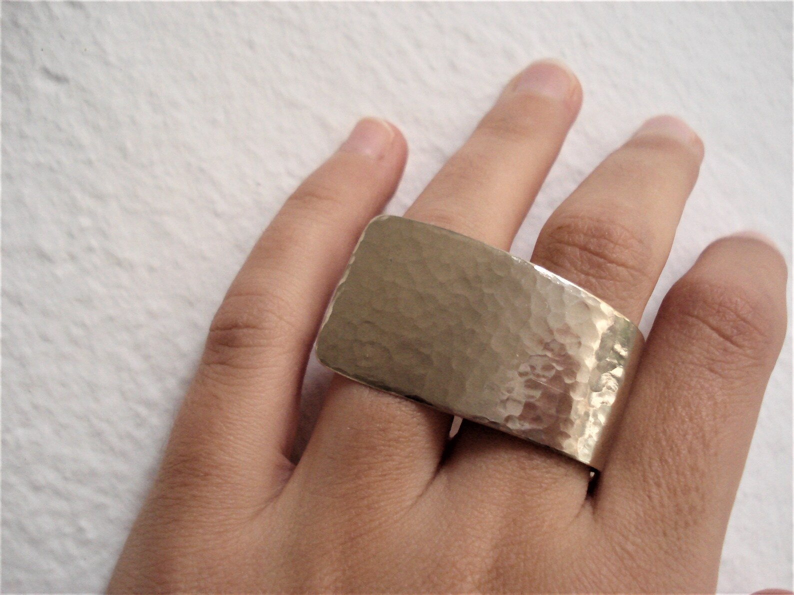 Two Fingers Hammered Silver Adjustable Ring Contemporary Metalwork ...