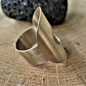 Oval Silver Band With Cut Out Round Hole Modern Geometric Adjustable ...