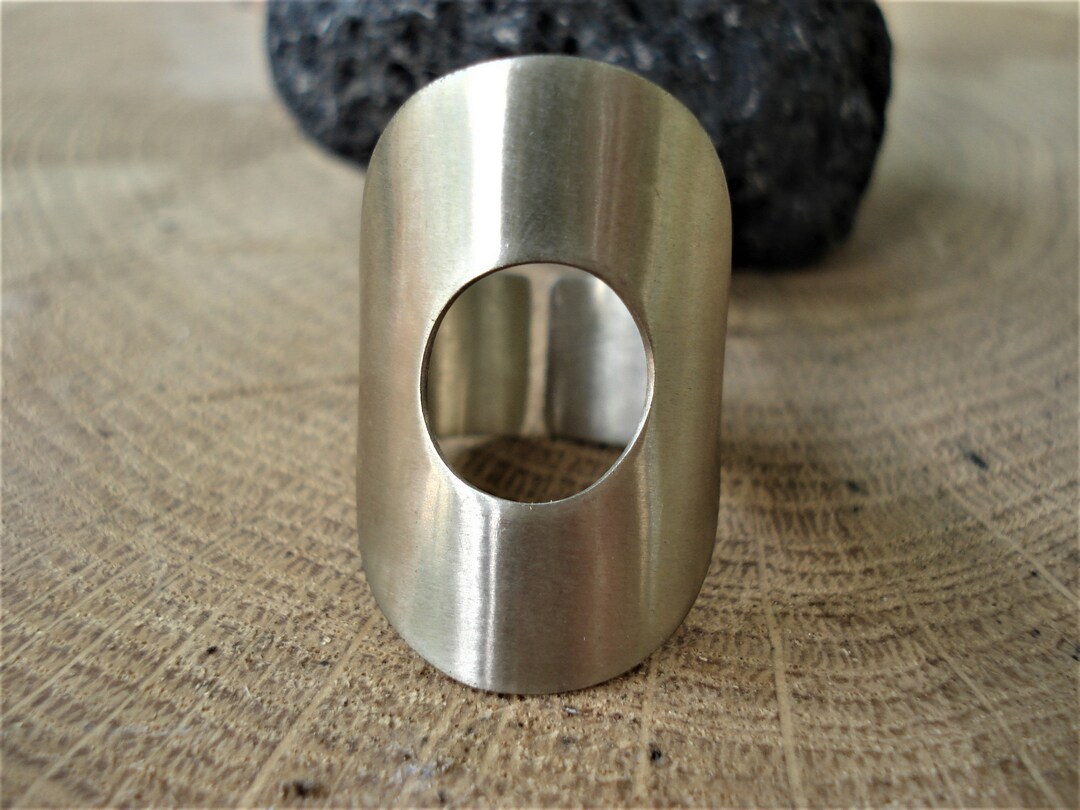 Oval Silver Band With Cut Out Round Hole Modern Geometric Adjustable ...