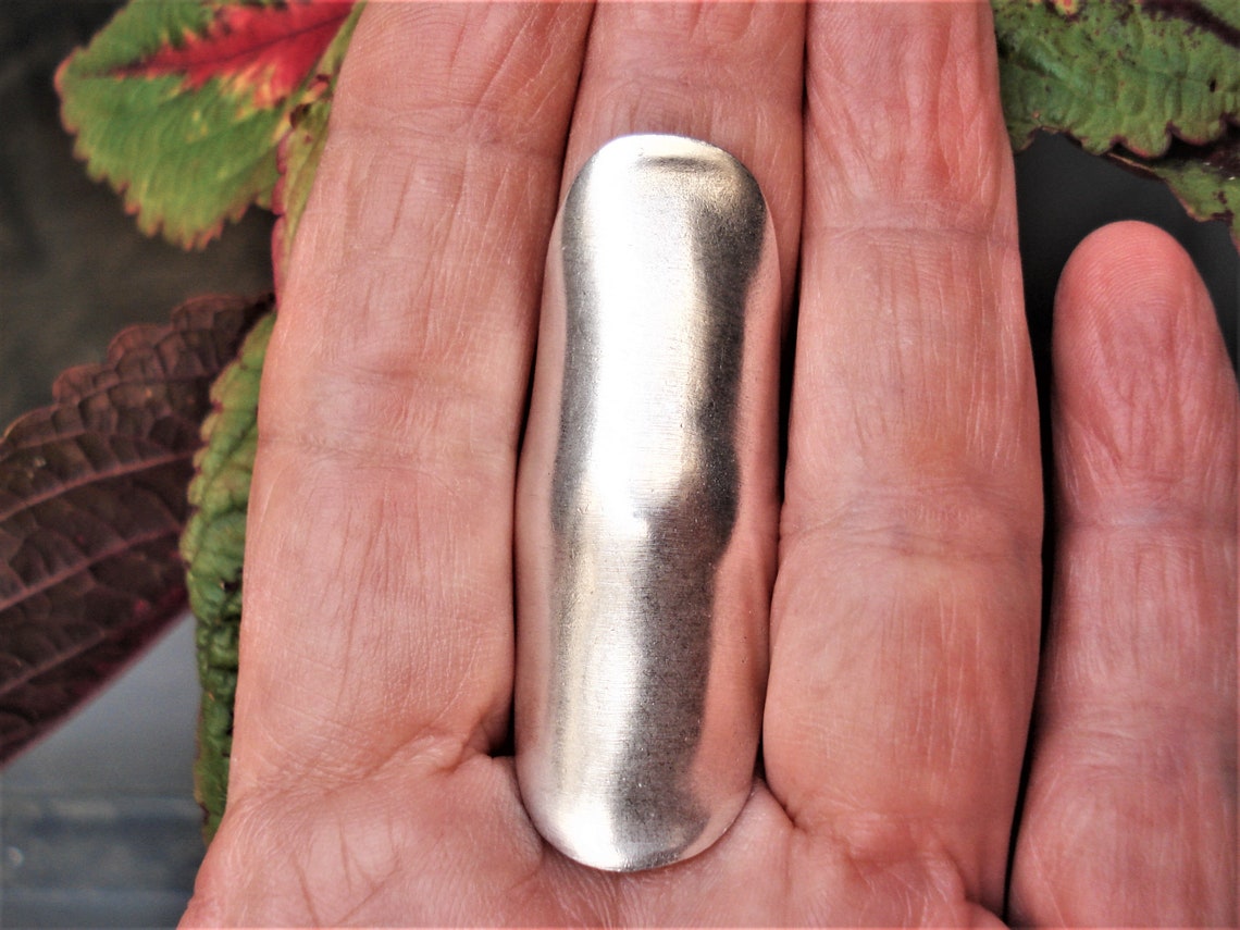 Full Finger Silver Ring Long Statement Chunky Ring Extra Wide | Etsy