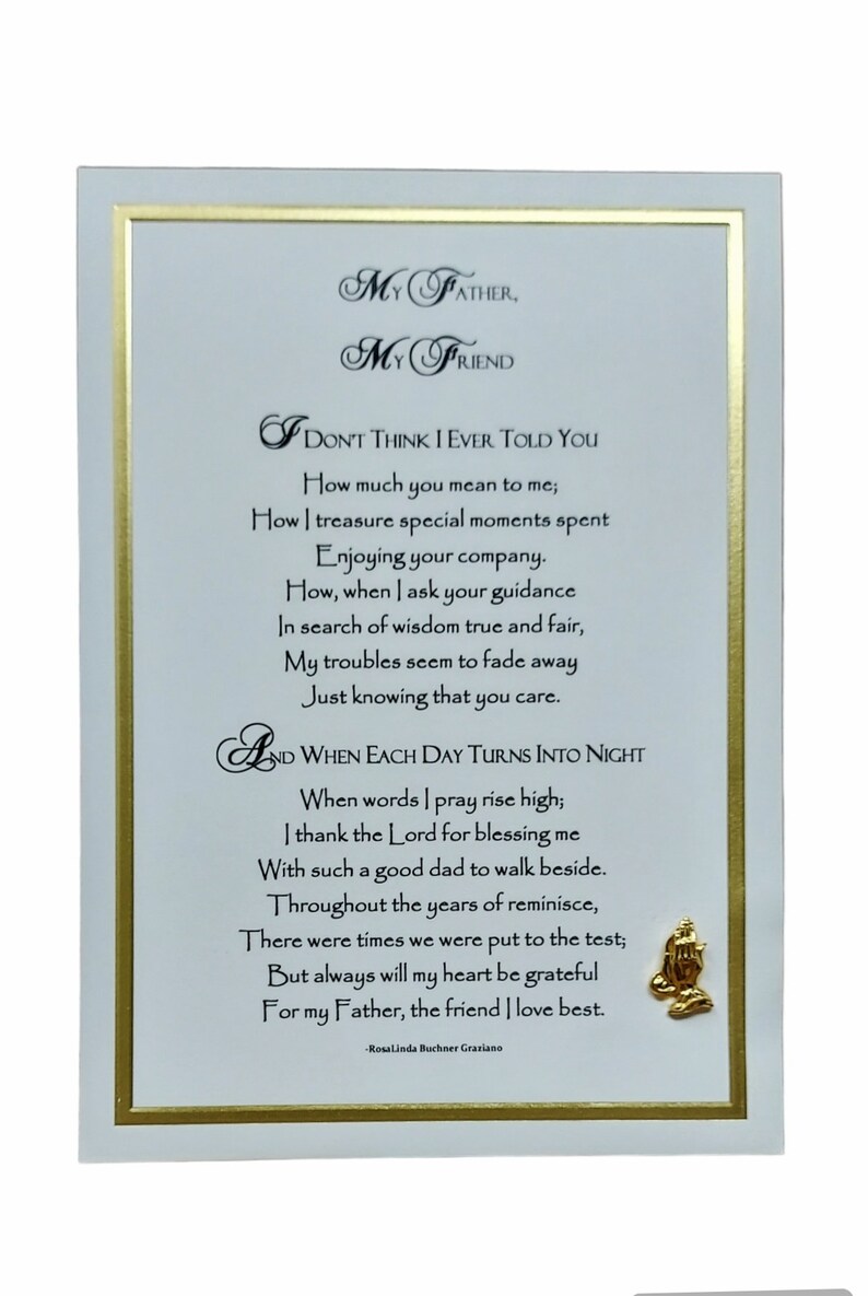 F0R DAD POEM PRINT my Father My Friend 5x7 Heartfelt Sentiment With ...