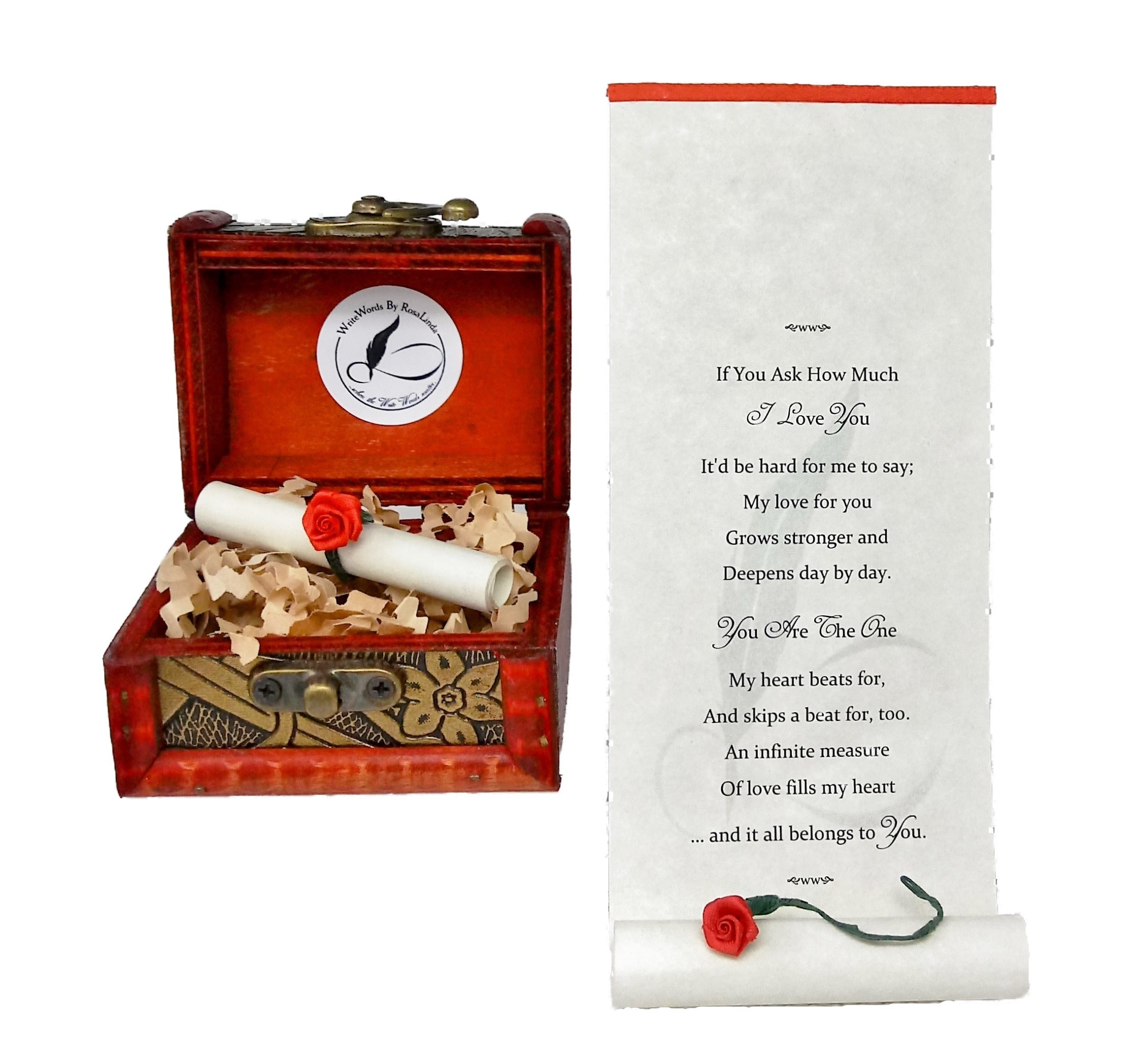 Mini LOVE POEM SCROLL Card if You Ask in Treasure Chest Valentine ...