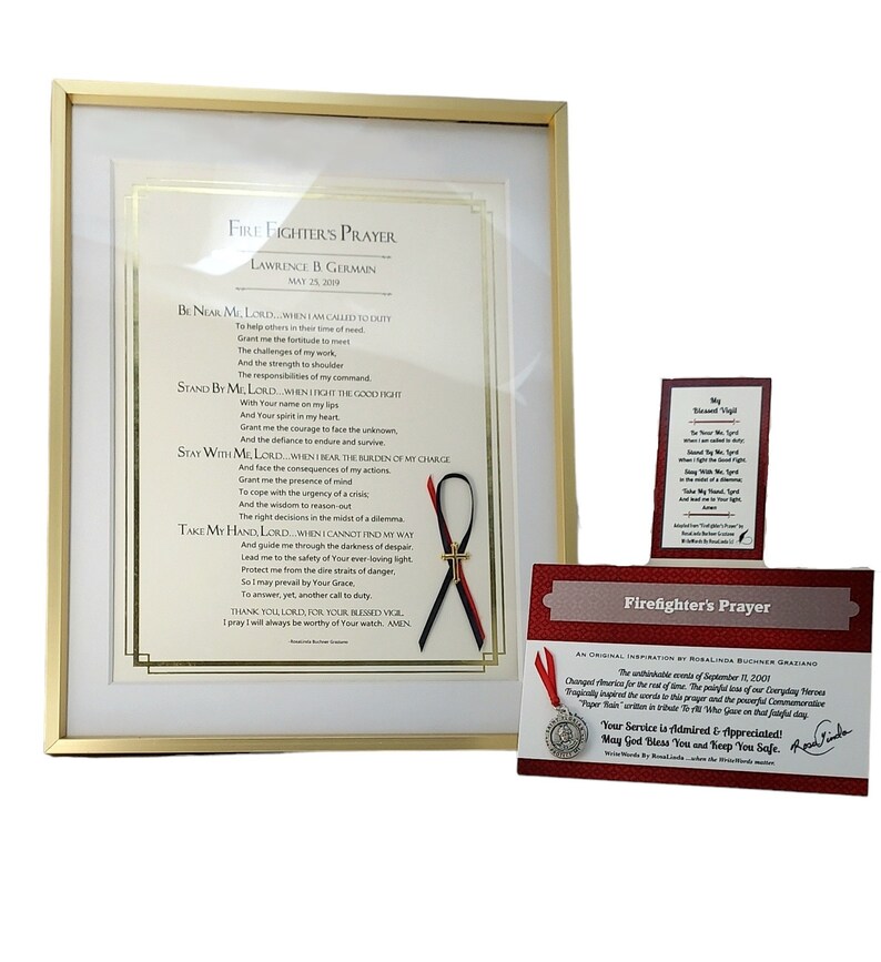 Personalized FIREFIGHTER’S PRAYER WALL Print Gift With St Florian Medal ...