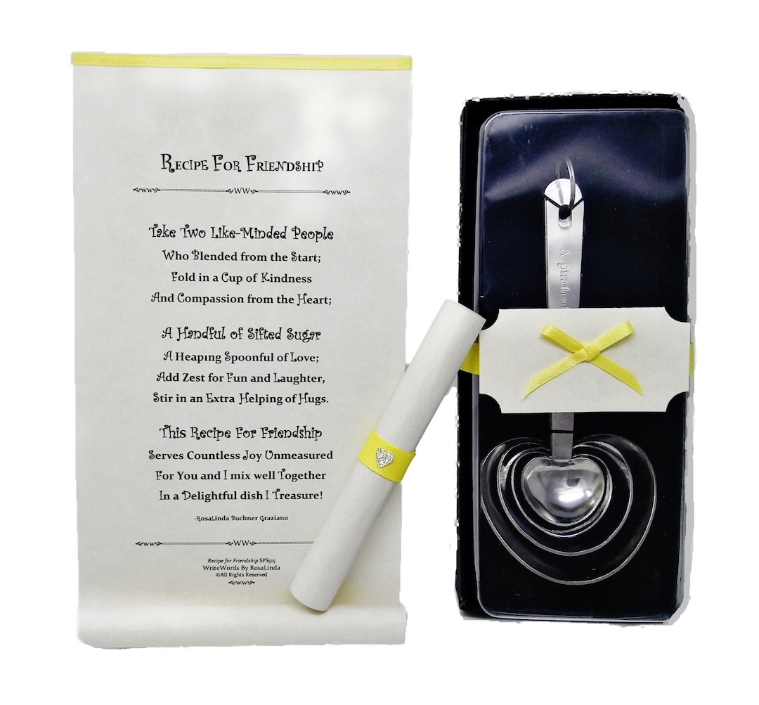 Customized RECIPE F0R FRIENDSHIP Heart Shape Measuring Spoon Set and ...