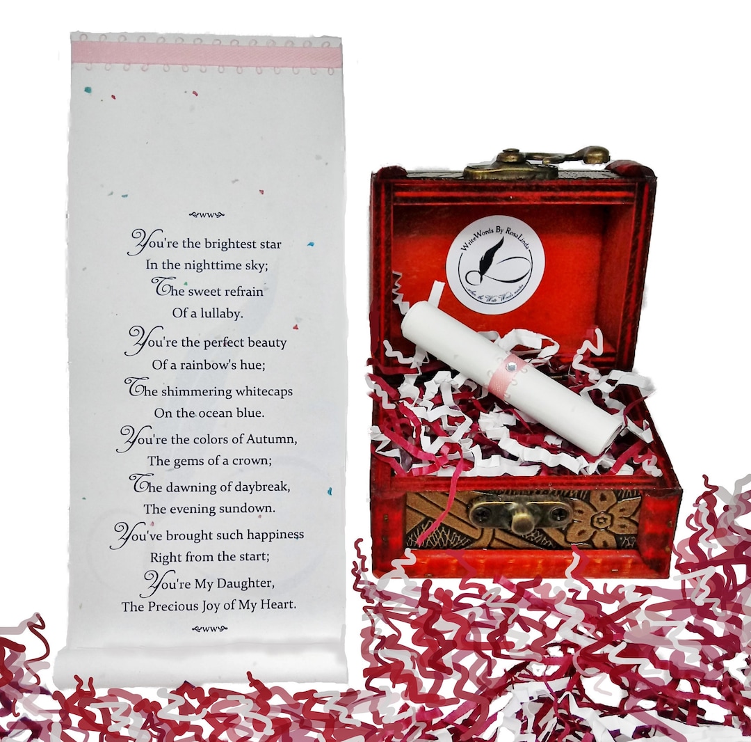 DAUGHTER KEEPSAKE BOX Personalized Scroll Card Poem Gift in Mini ...