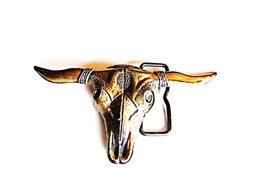 Longhorn Belt Buckle - Texas Vintage/estate Item in Solid Antiqued Gold ...