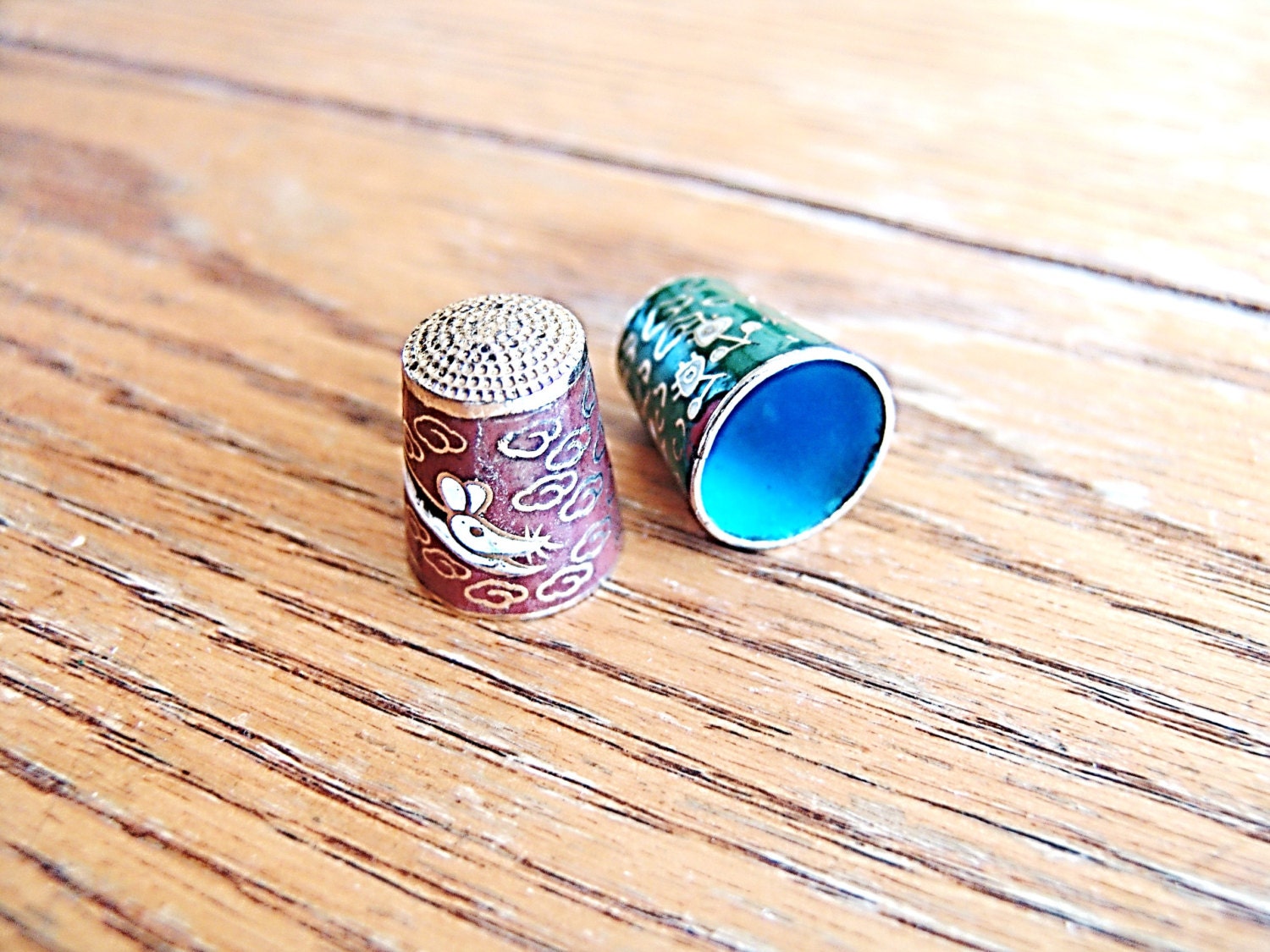 Cloisonné Thimbles Set of 2 Vintage/estate Asian Style | Etsy