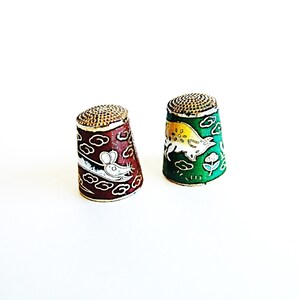 Cloisonné Thimbles Set of 2 Vintage/estate Asian Style | Etsy
