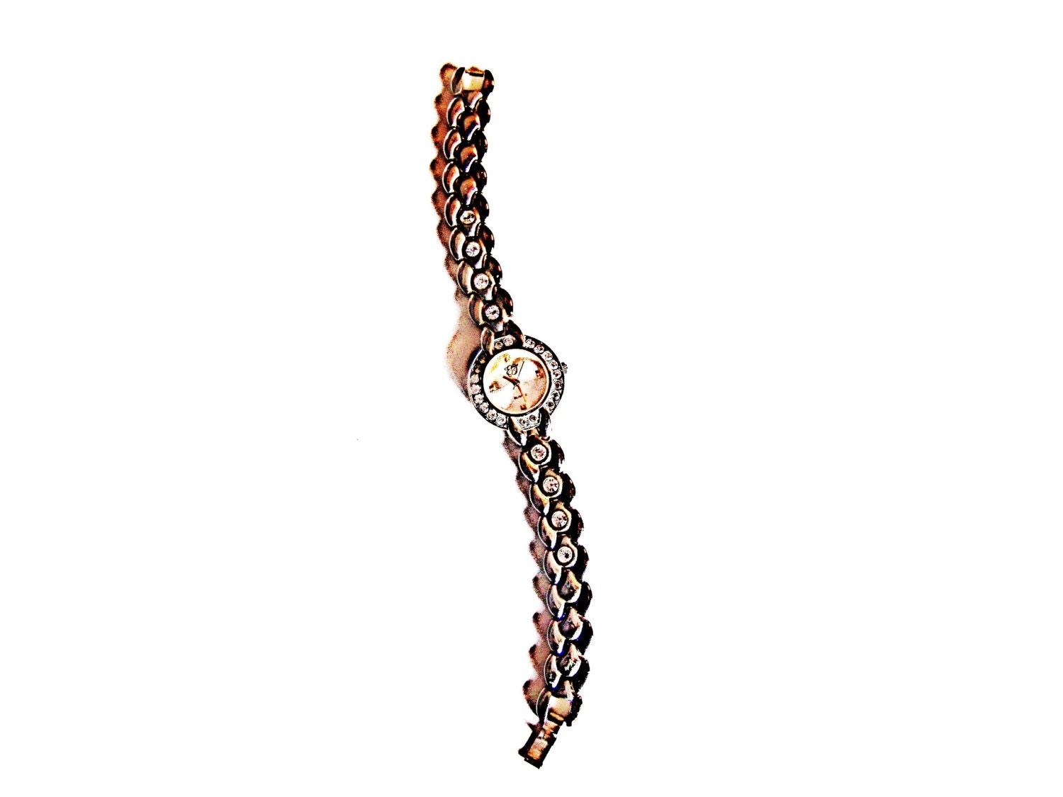 Round Rhinestone EJ Quartz Watch Vintage/estate Item Silver Stainless ...