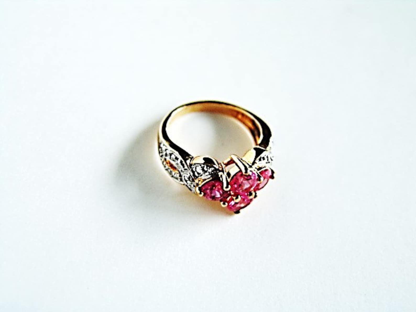 Elizabeth Ring - Vintage/estate Item With Synthetic Pink and White ...