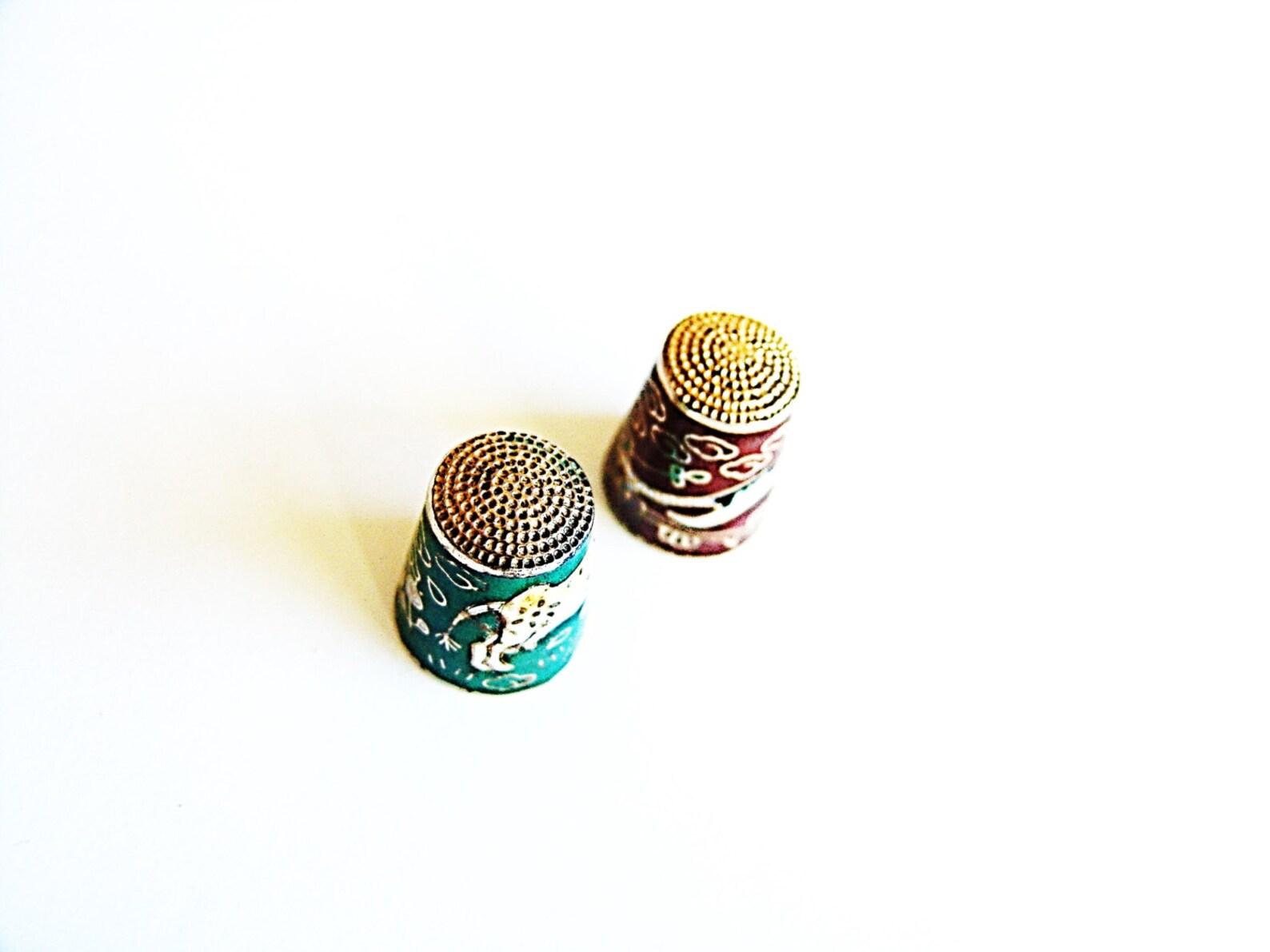 Cloisonné Thimbles Set of 2 Vintage/estate Asian Style | Etsy