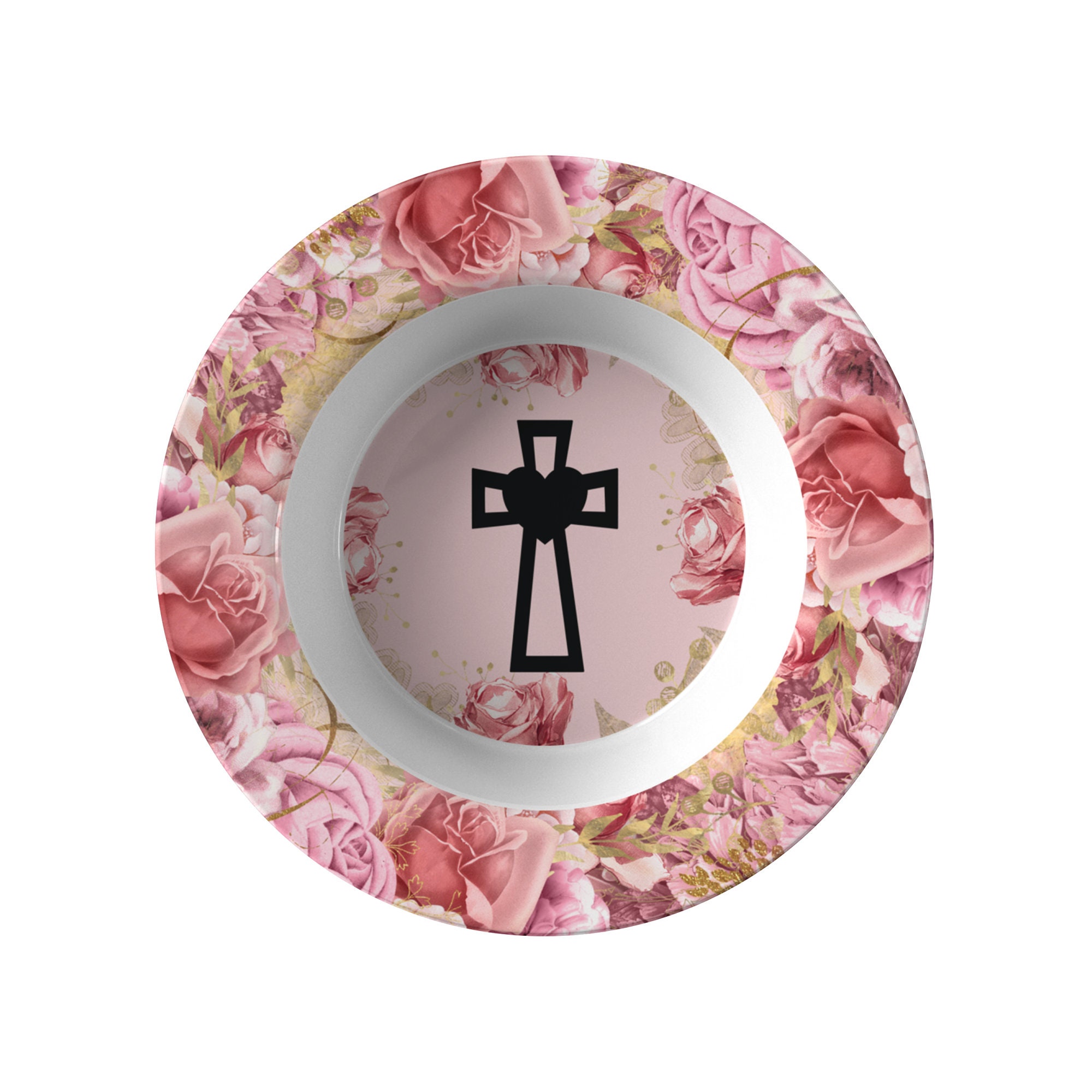 Pink Rose Cross Bowl, Christian Cross Dinnerware - Etsy