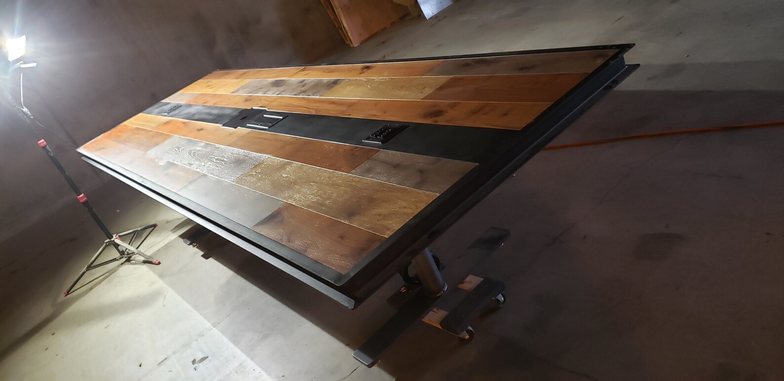 Industrial/vintage Conference Room Table W/ Raw Steel Body and a Wooden ...