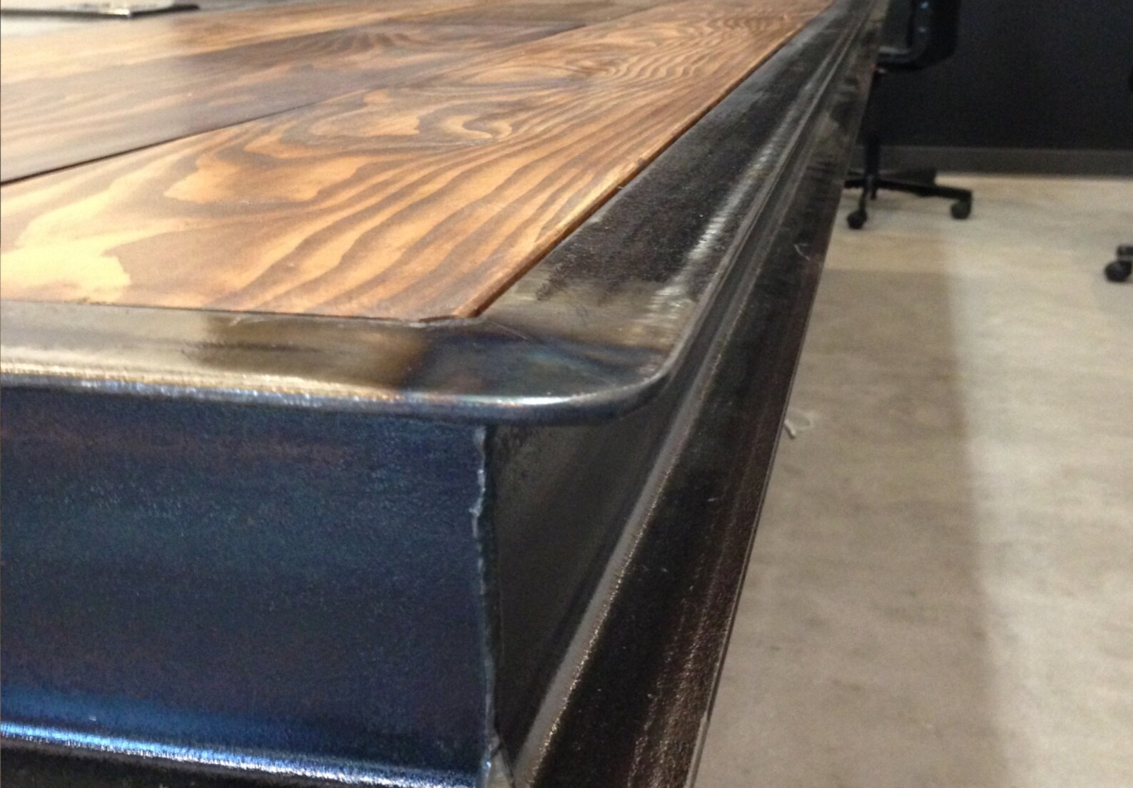 Industrial/vintage Conference Room Table W/ Raw Steel Body and a Wooden ...