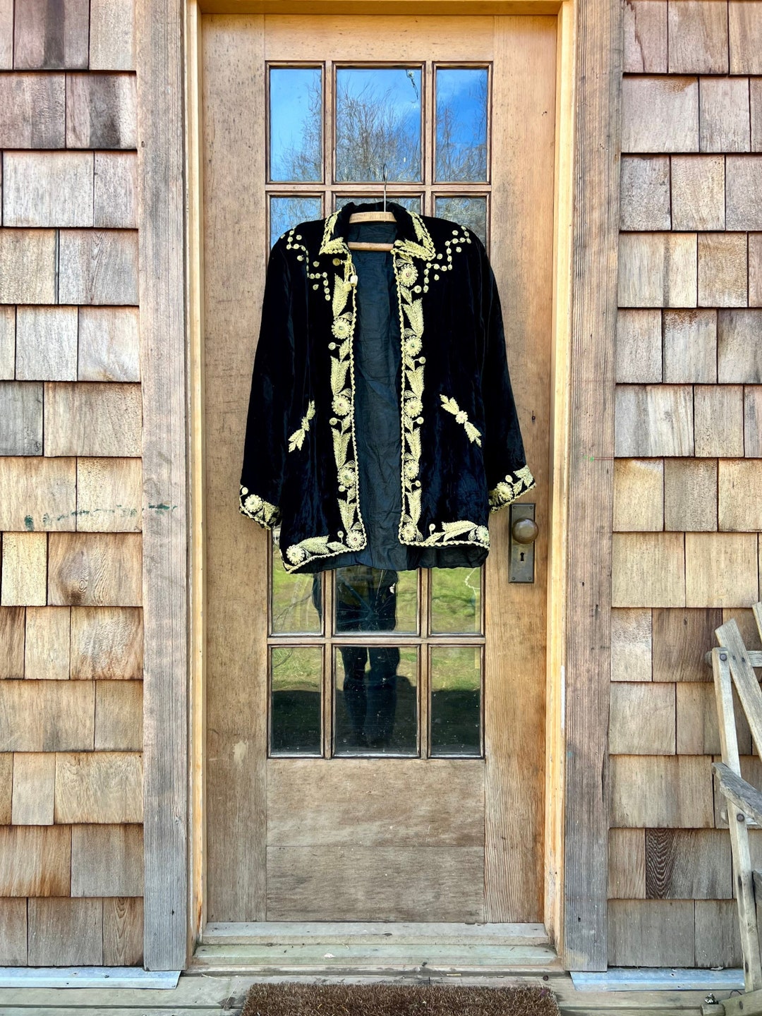 Vintage Antique Silk Velvet Gold Embroidered Jacket Medium - Etsy