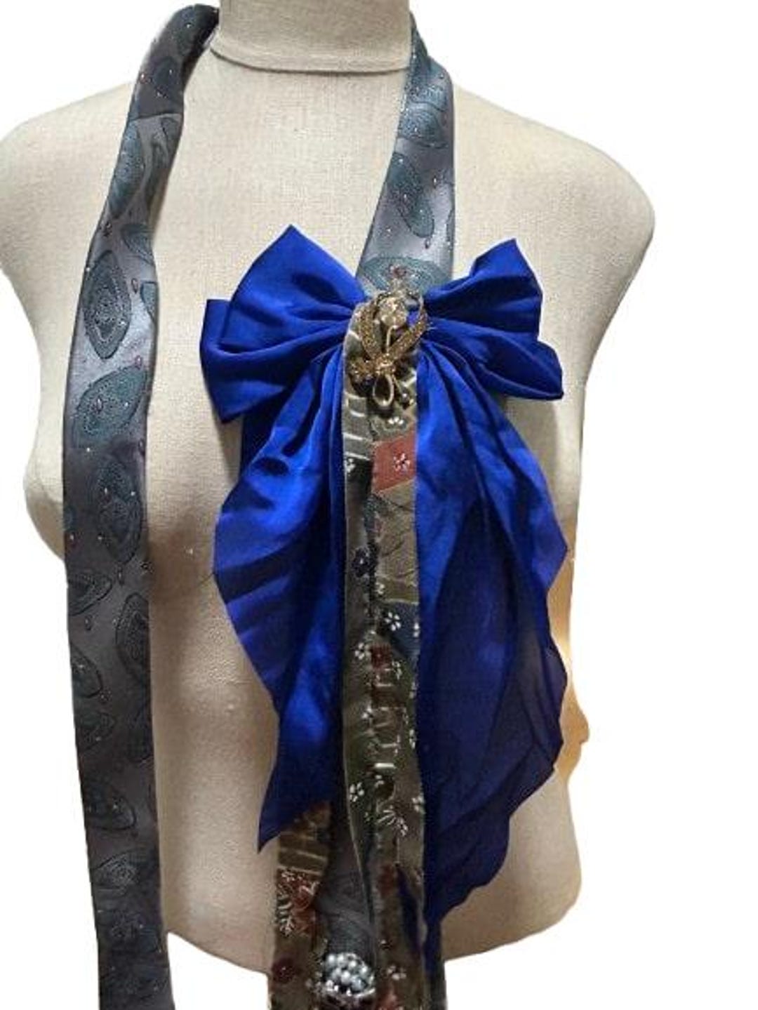 Lace Tie| Maximalism Necklace| Ladies Necktie| Bow Necklace|upcycled ...