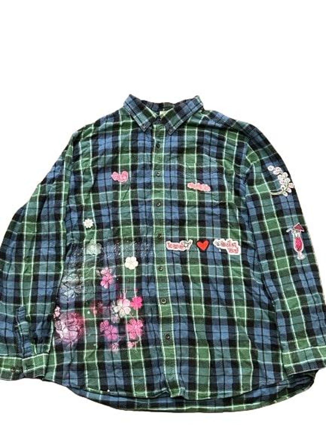 Upcycled Flanne|button Down| Upcycled Vintage|flannel Shirt| Plaid ...