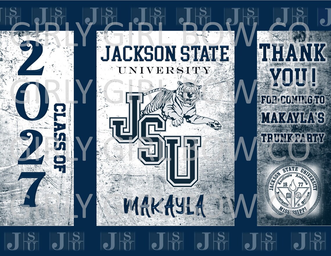 JSU Chip Bag, Digital File Download, Water Bottle Labels, Jackson State ...