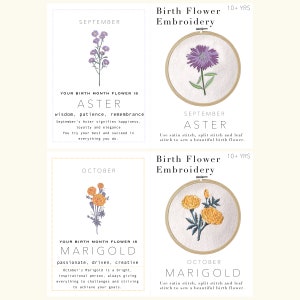 Personalised Birth Flower Embroidery Kit | Etsy