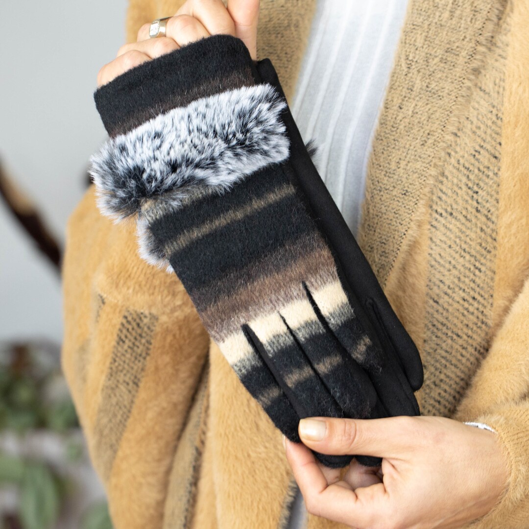 Ombre Fluffy Cuff Gloves Winter Present for Her Gloves - Etsy