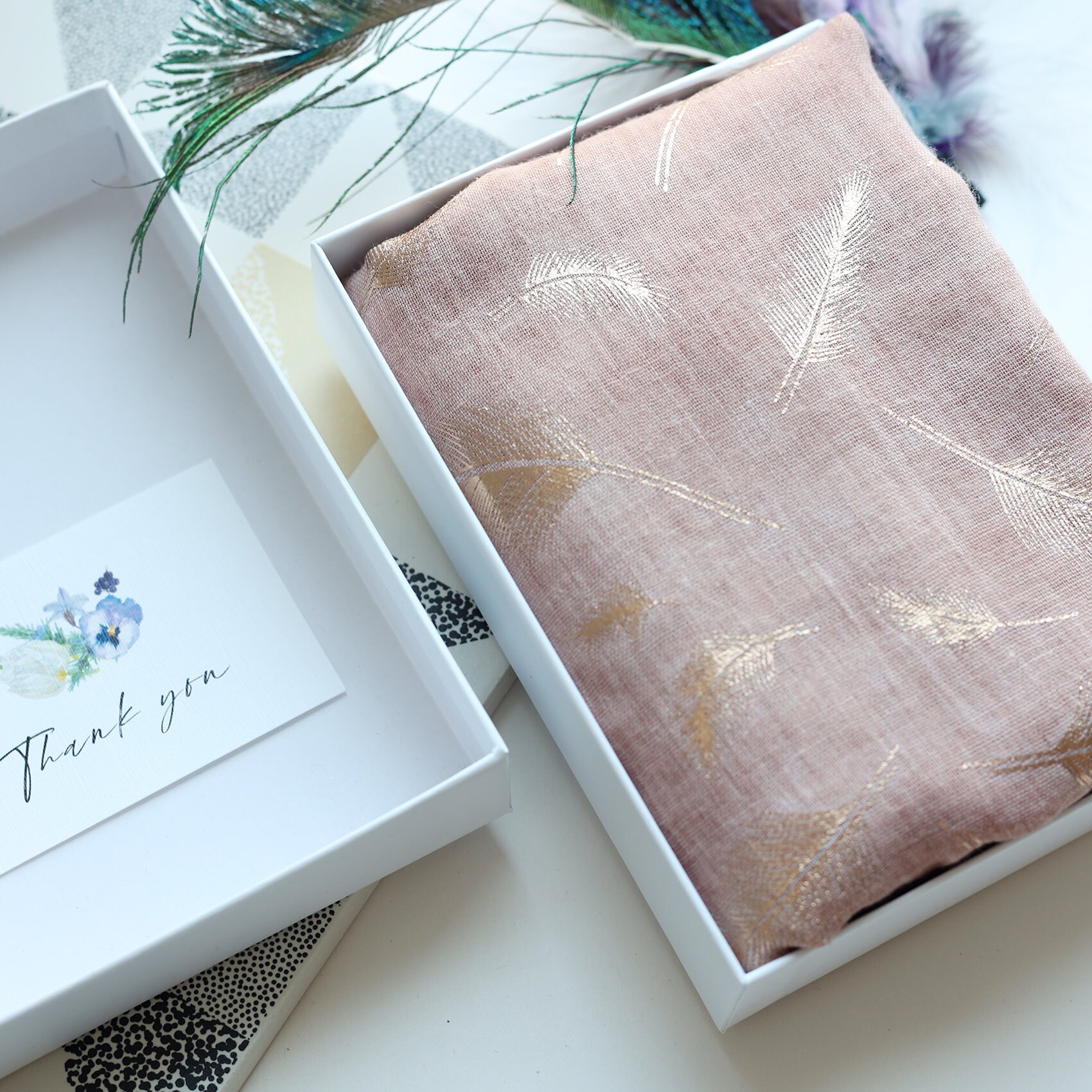 Thinking of You Feathers Letterbox Scarf Gift Personalised - Etsy UK