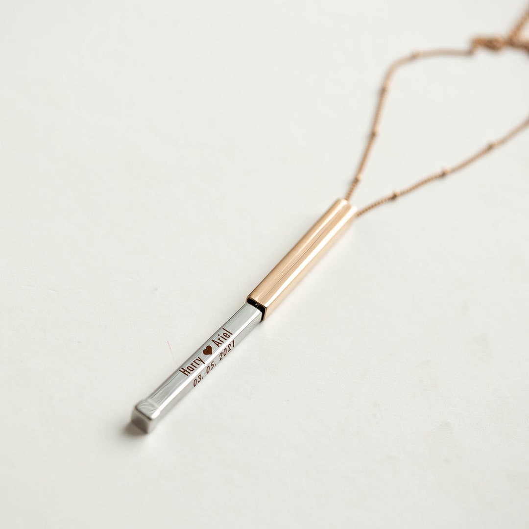 Engraved Secret Message Slider Necklace Personalised Valentine's Gift ...