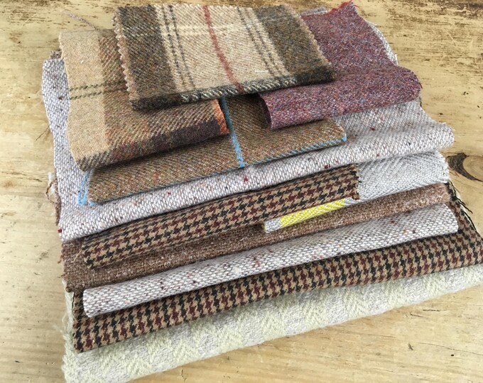 Scrap Pack Wool Tweed Bundle Fabric, Patches, Pieces Ideal for Small ...