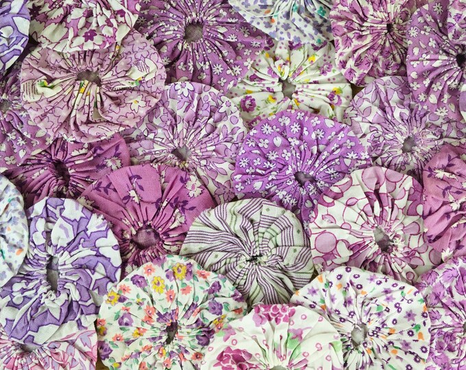 30 Vintage Yo Yo, Suffolk Puff Quilt Pieces for Crafts, Sewing Projects ...