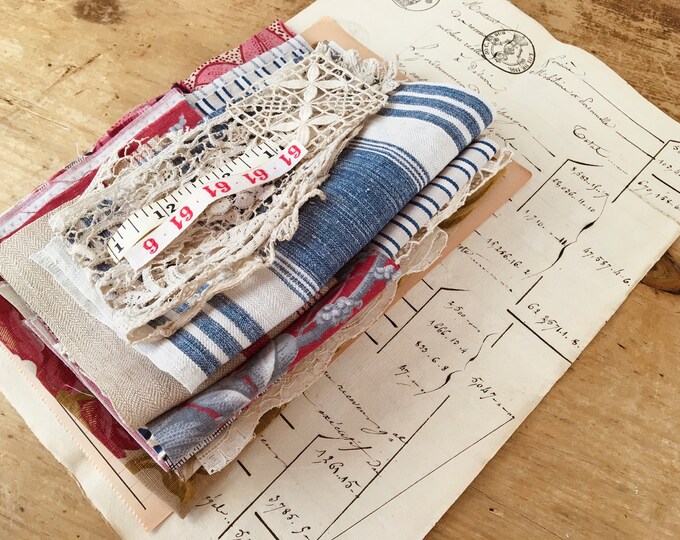 Timeworn, Aged Vintage Lace, Documents, Fabric Snippets for Craft ...