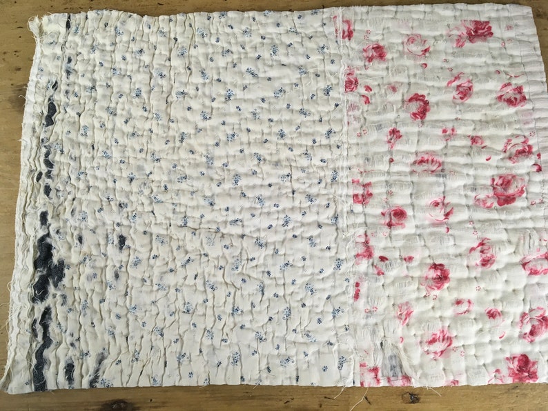 Timeworn, Frayed Worn Vintage Quilt Piece for Craft, Arts, Patchwork ...