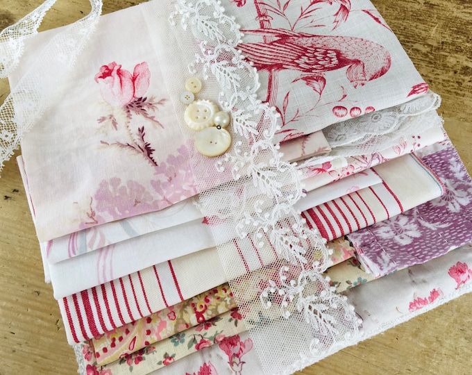 Vintage Scrap Pack Floral, Lace, Quilt Pieces for Craft Patchwork ...
