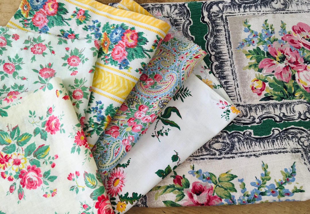 Vintage Fabric Pieces, Scrap Pack for Incorporating Into Art Projects ...