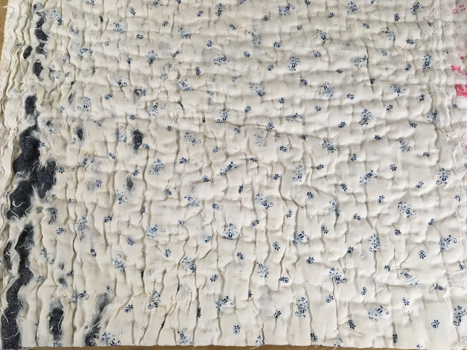 Timeworn, Frayed Worn Vintage Quilt Piece for Craft, Arts, Patchwork ...