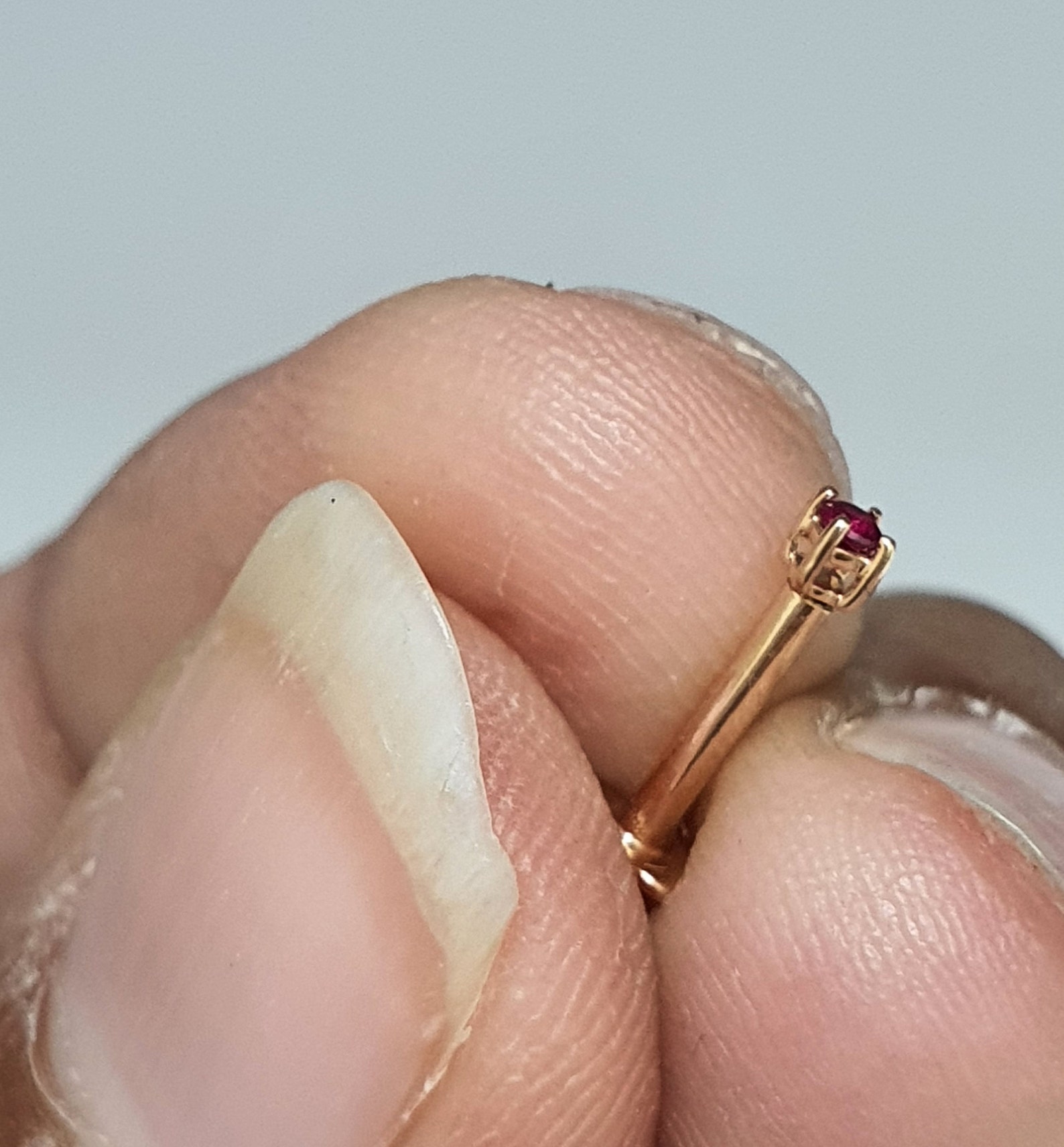 18ct Rose Gold & Natural Ruby Nose Stud / Nose Pin 0.02 Carats - Etsy