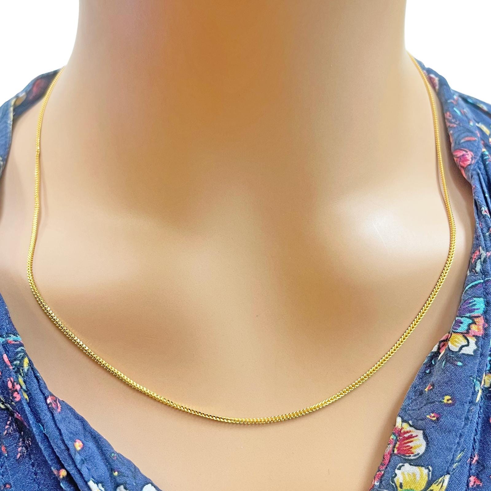 22ct Yellow Gold Solid Foxtail Chain Necklace 20 Inches 1.2mm Width - Etsy