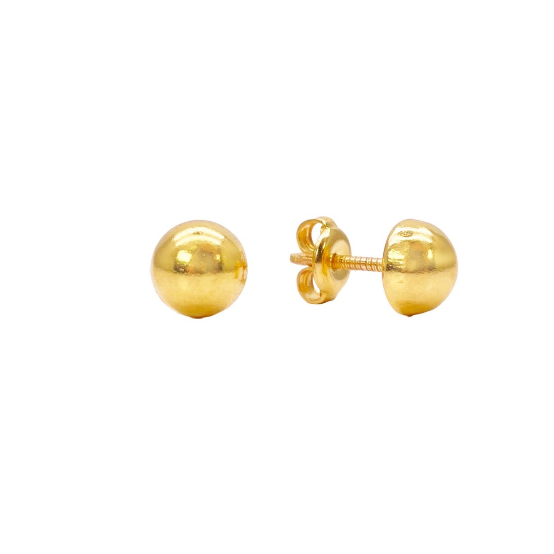22ct Yellow Gold High Polished Plain Half Ball Stud Earrings 7mm - Etsy