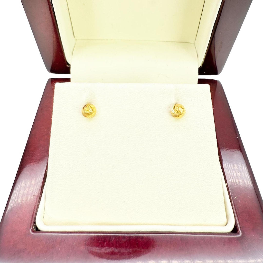 22ct Yellow Gold Diamond Cut Swirl Stud Earrings Screw Back 3.6mm - Etsy