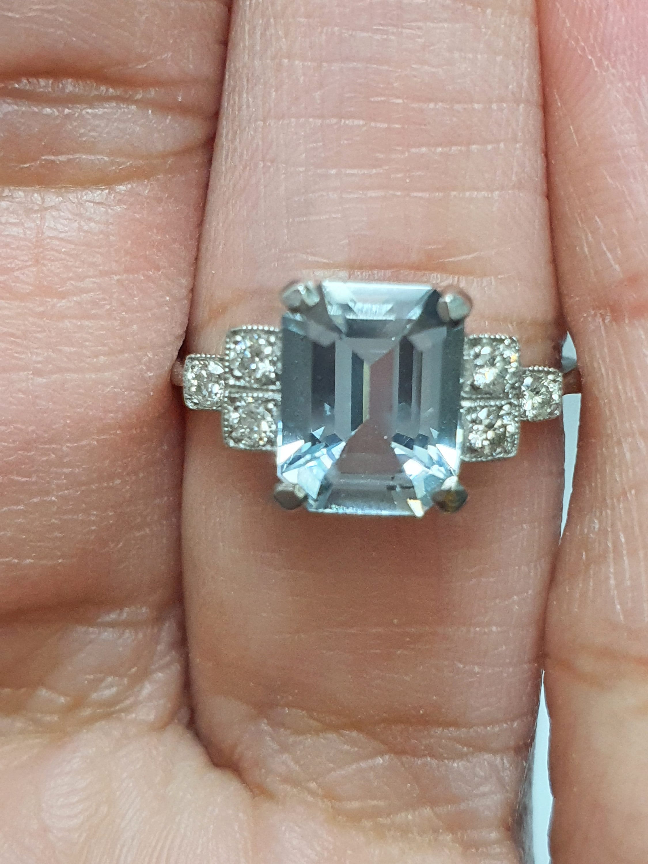 Pre Owned Jewelry Aquamarine Ring Etsy