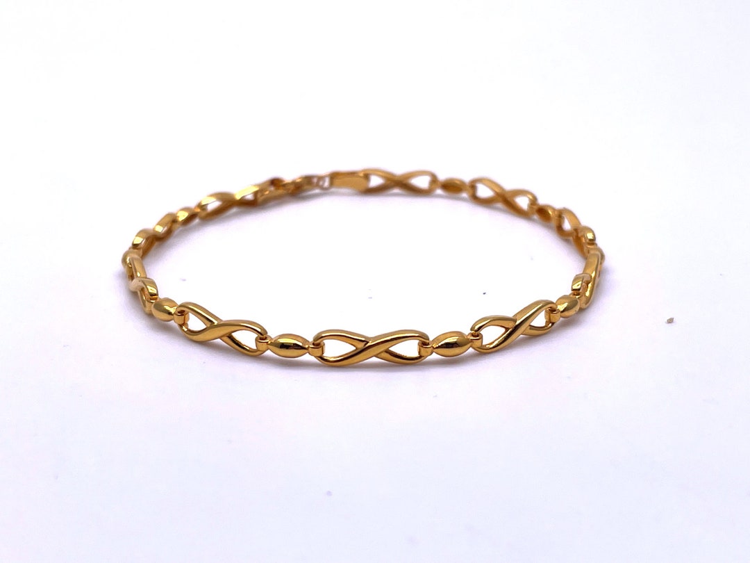 22ct Yellow Gold Flat High Polished Infinity Style Bracelet 7.2 Inches ...