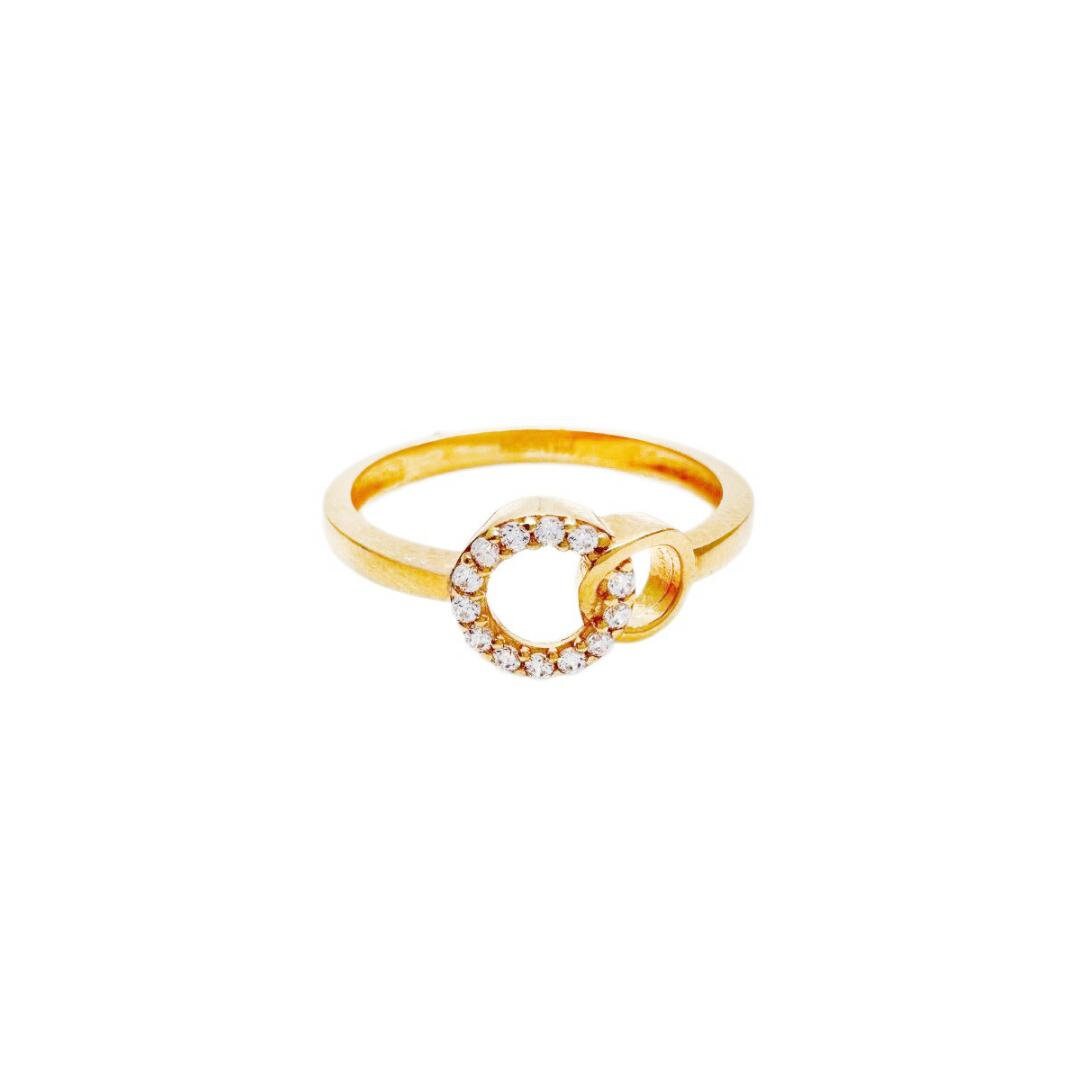 22ct Yellow Gold & Cubic Zirconia Interlocking Circles Ring, 2.40gm 22k ...