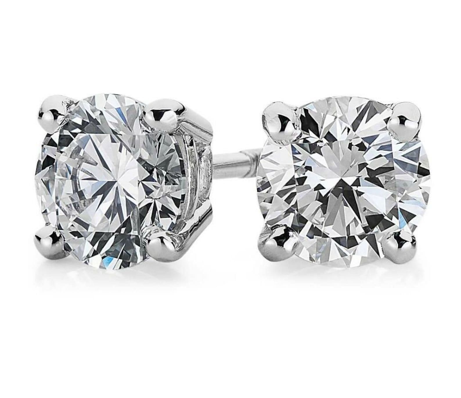 18carat White Gold Diamond Solitaire Ear Studs 4-claw 0.30 Carats FG-SI ...