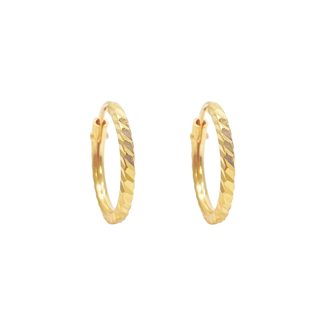 22ct Gold Hoops Diamond Cut High Polished Earrings 10.5mm Diameter - Etsy