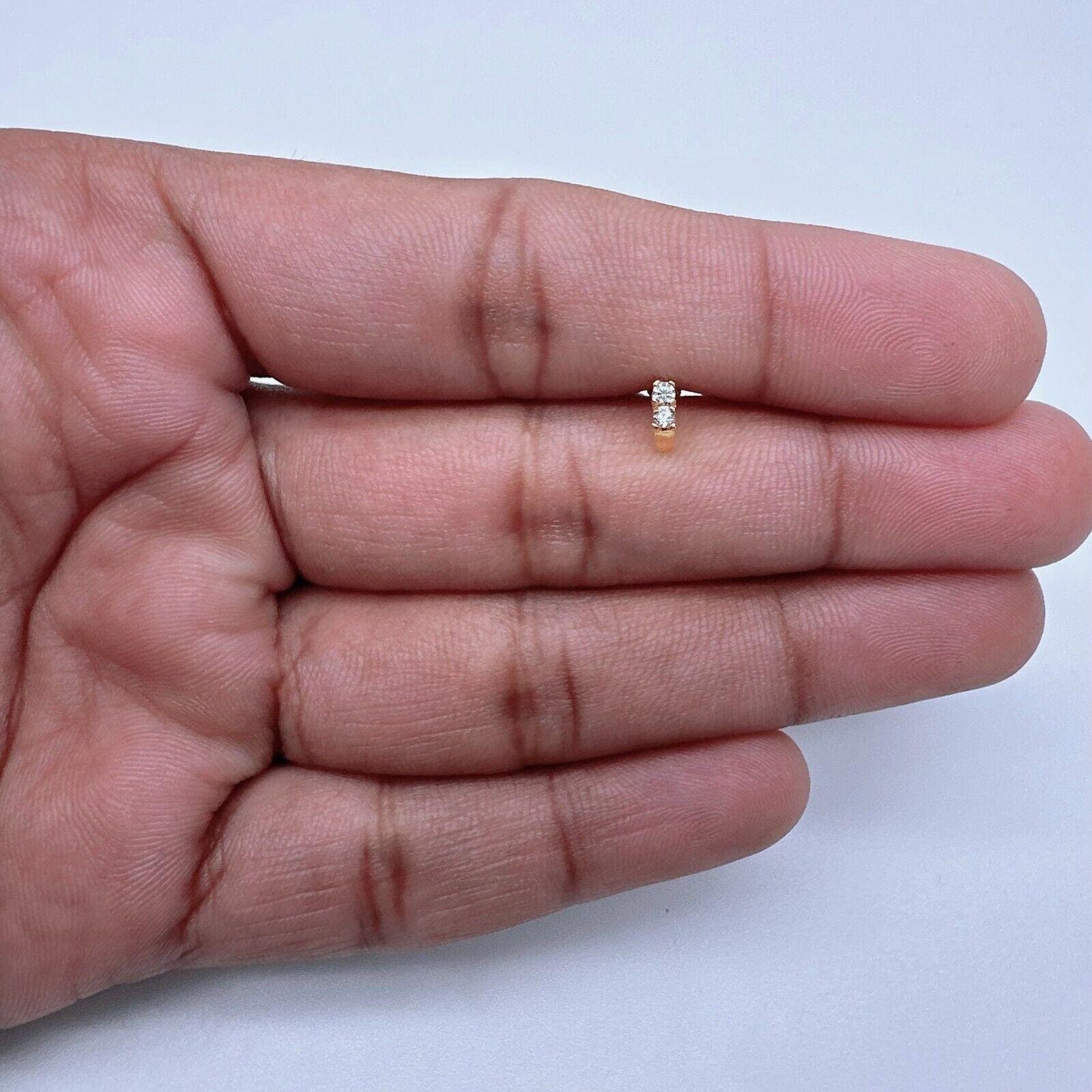 22ct Yellow Gold & Cubic Zirconia Half Hoop Nose Ring Stud Straight Bar ...