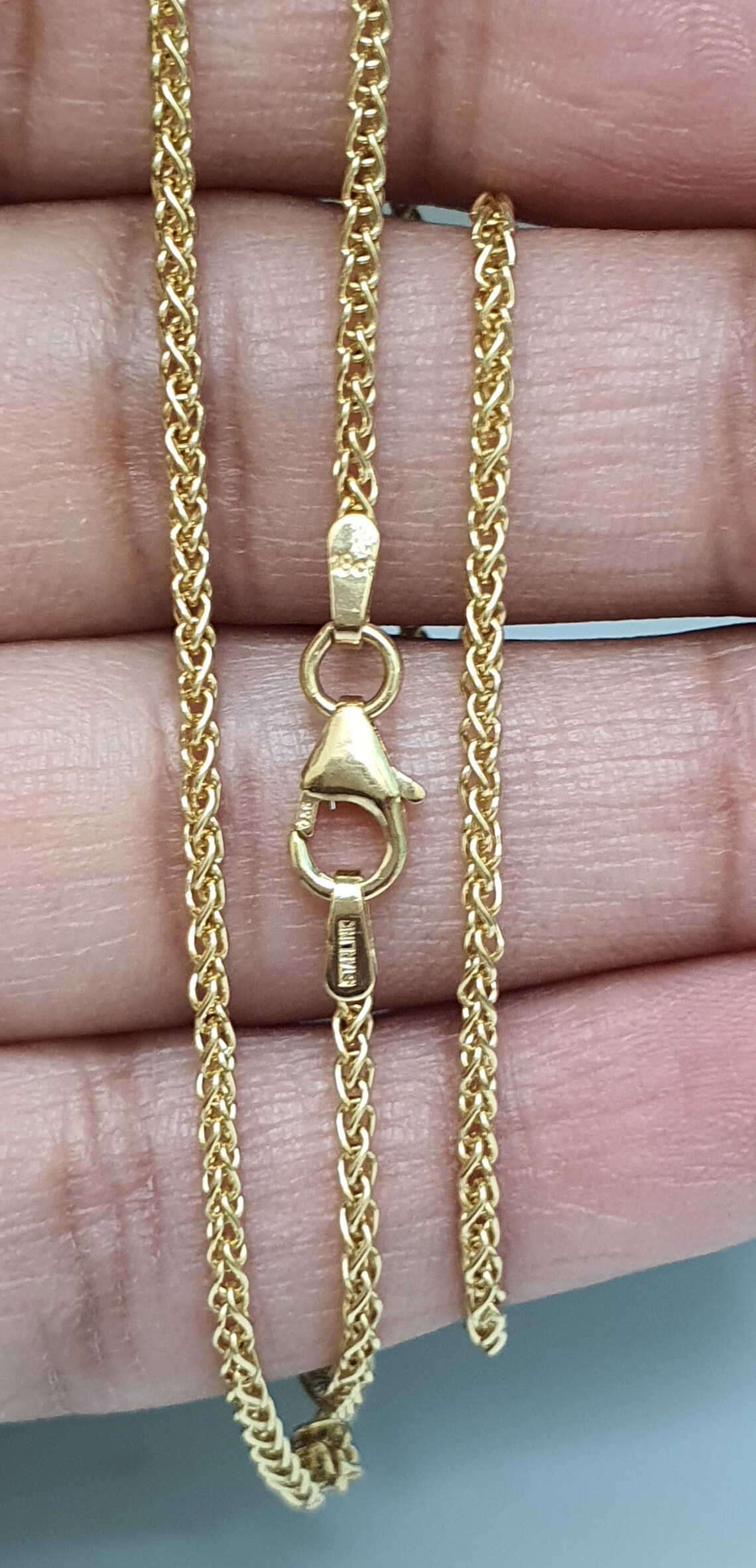 18K Yellow Gold Ladies Fancy Chain Necklace 18 Inches Long Hallmarked ...