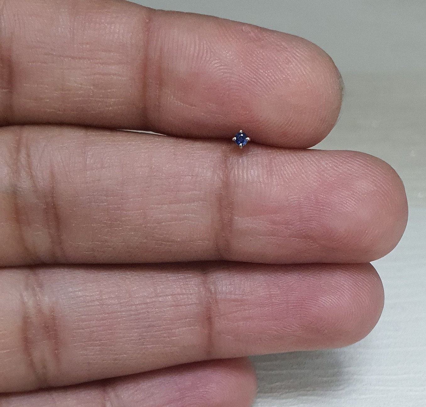 18ct White Gold & Blue Sapphire Nose Stud / Nose Pin 0.02 - Etsy