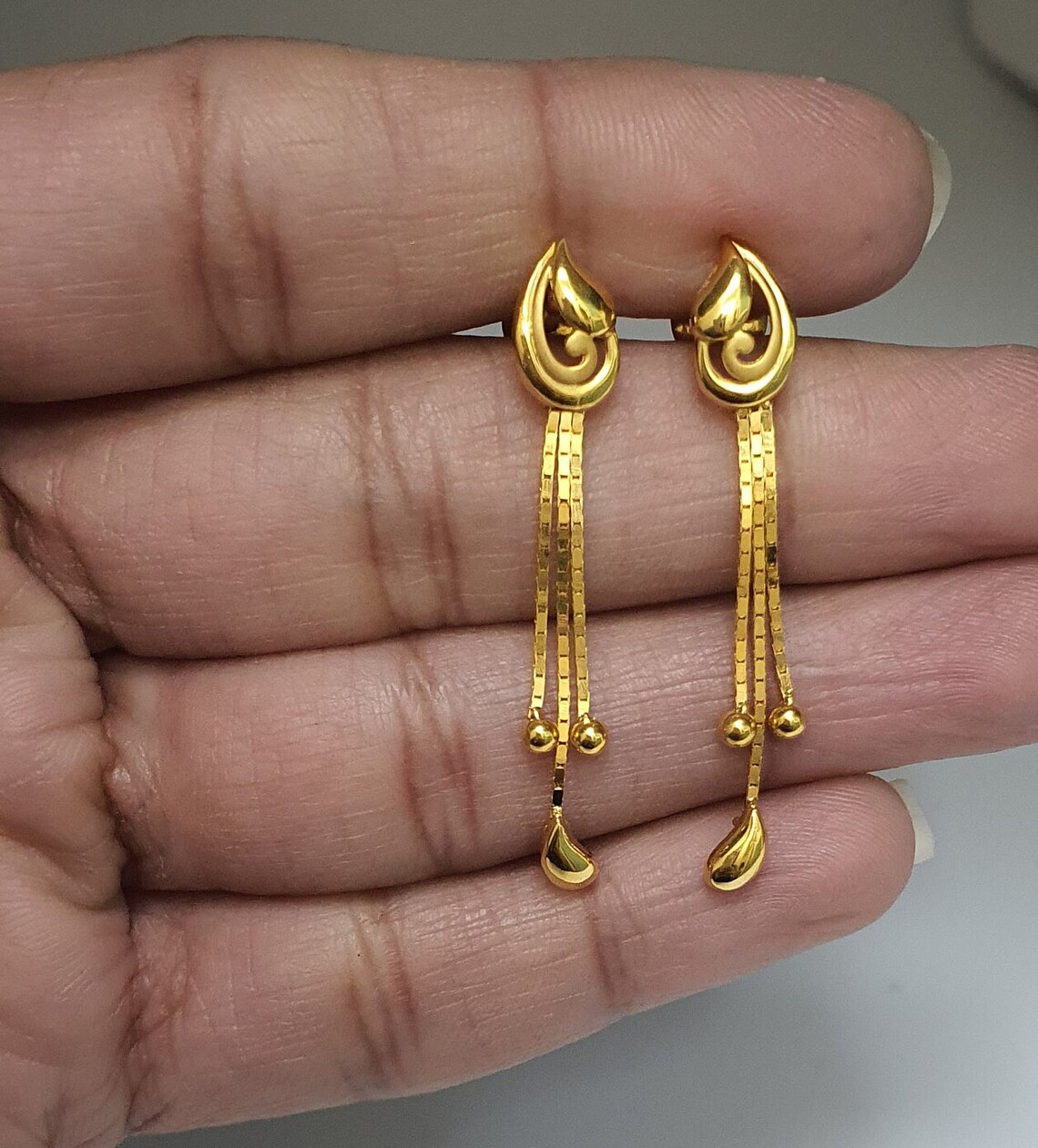 22ct Yellow Gold Ladies Drop Earrings 3.9 Grams - Etsy