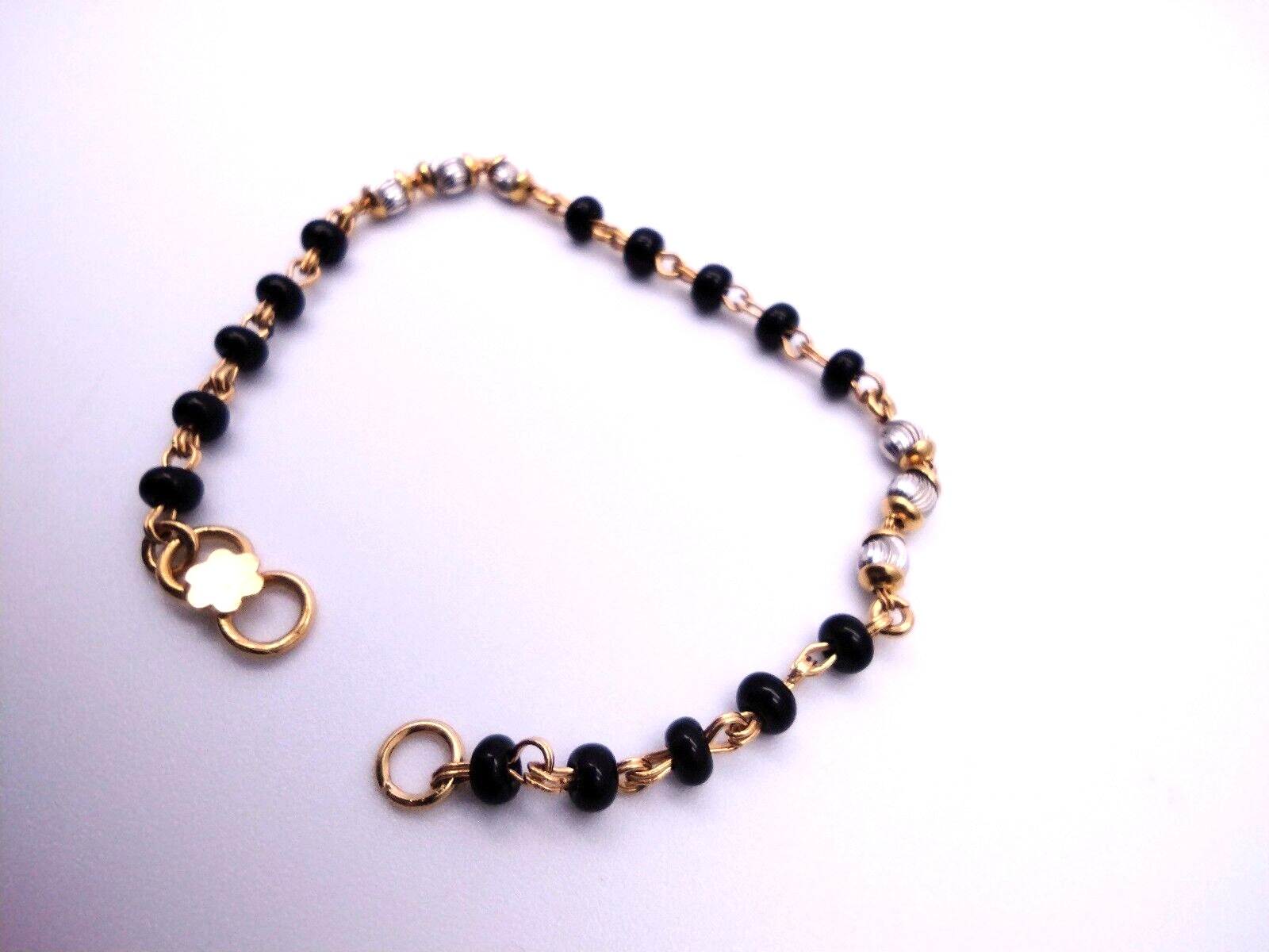 22k Yellow Gold Baby Bracelet Black Gold Beads maniya Manka Nazariya Etsy