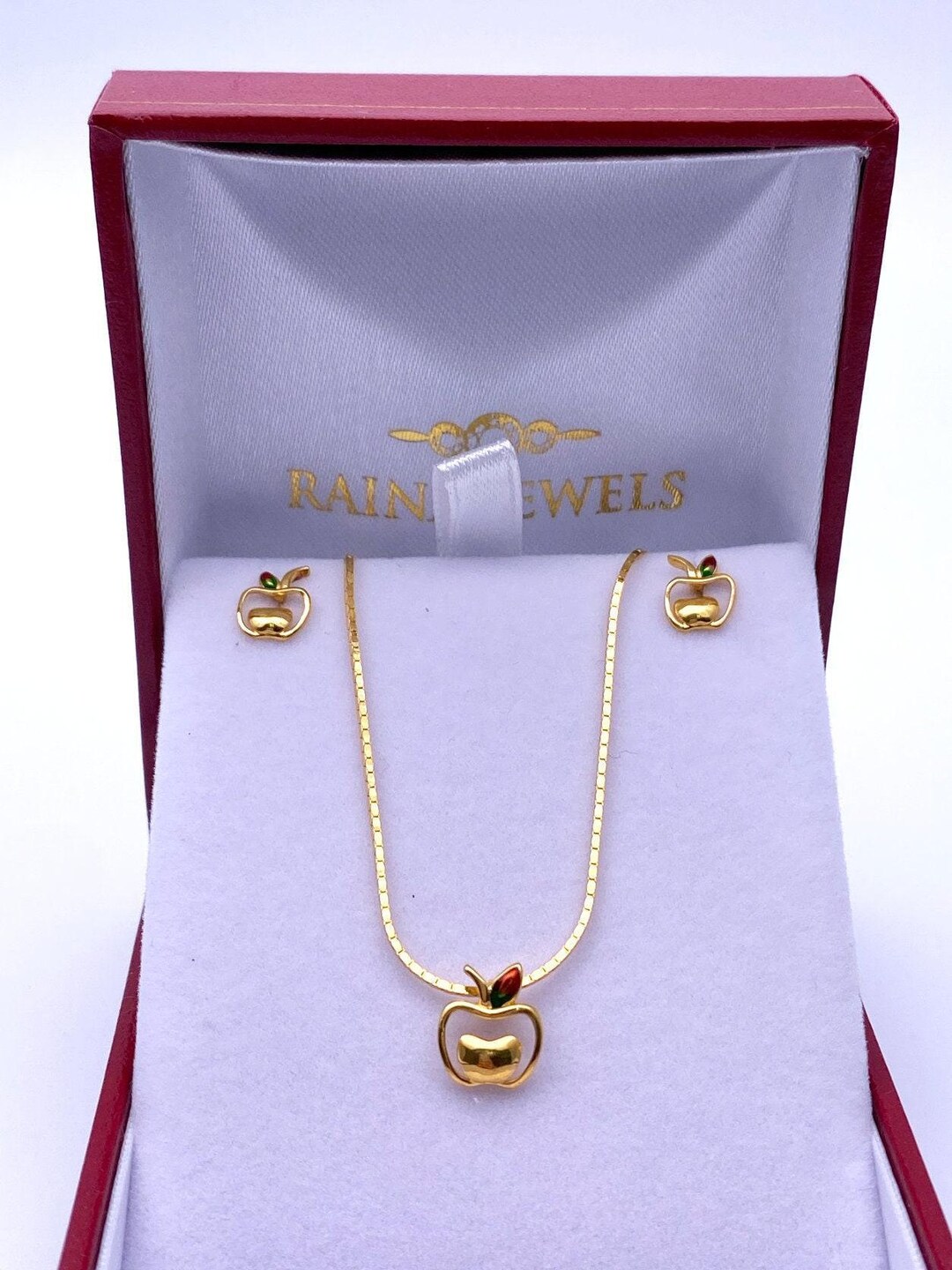 22k / 22ct Yellow Gold Baby / Childrens Necklace and Earrings Set 12.5 ...