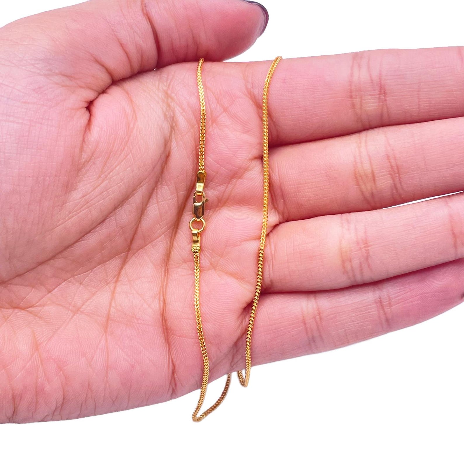 22ct Yellow Gold Solid Foxtail Chain Necklace 18 Inches 1mm Width - Etsy